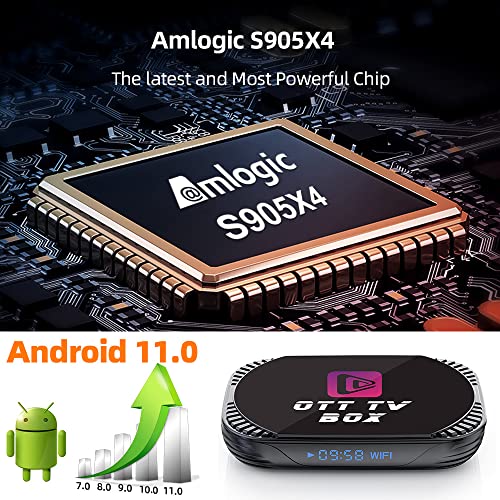 Amlogic S905X4 Android 11.0 4Gb 64Gb Rom MxIII Pro X4 Tv Box Android Tv Box 8K Ultra Hd Support 2.4G/5.8G Dual WiFi Bt 4.0 HD 1000M Usb 3.0 with h9