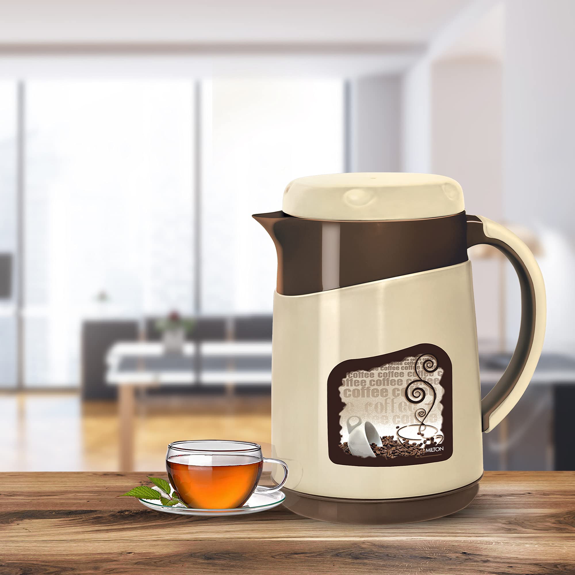 MILTON Viva Tuff 750 Insulated Jug, 760 ml, Brown | Food Grade | Easy Grip | Hot & Cold | Leak Proof | Odour Proof