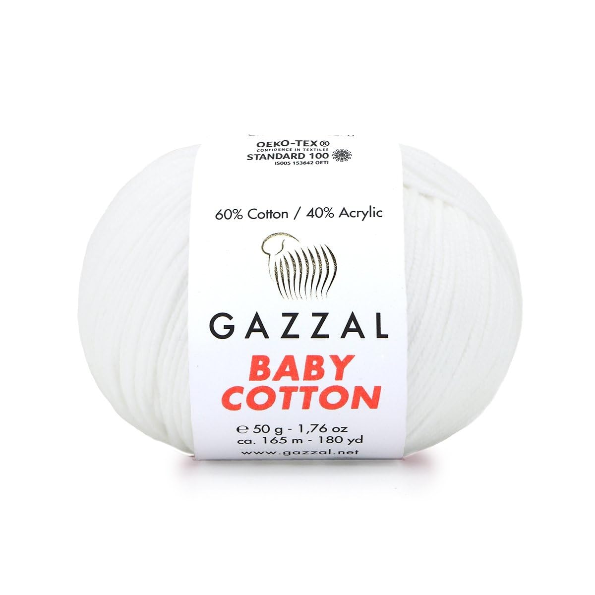 3 Pack (Skein) Gazzal Baby Cotton, 60% Cotton 40% Acrylic, Each Ball 1.76 Oz (50g) / 180 Yards (165m), DK- Worsted, Knitting Yarn, Amigurumi Yarn, Baby Yarn, 3432