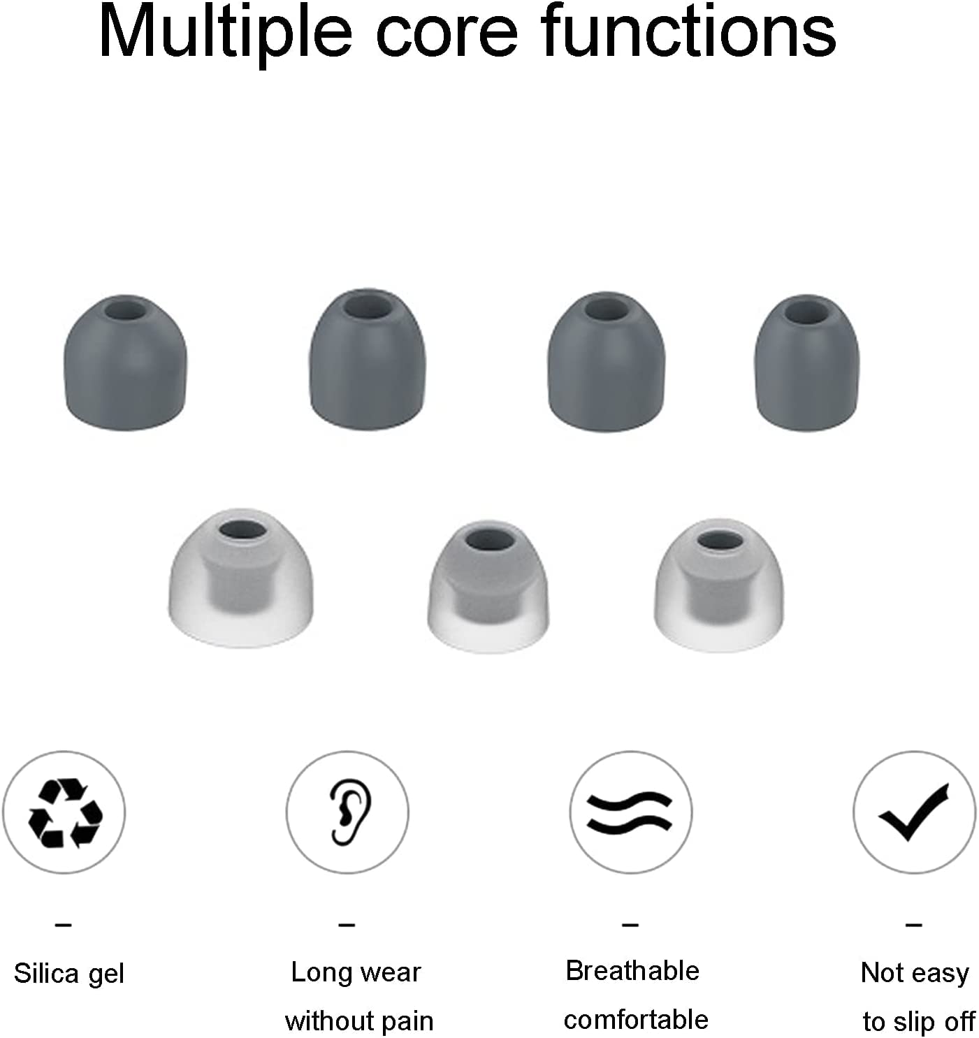 Aiivioll Replacement Waterproof Comfortable Headphone Earpiug Ear Pads Set Silicone in-Ear Headphone Covers Compatible with Sony WF-1000XM4 Bluetooth Headphone (Gray)