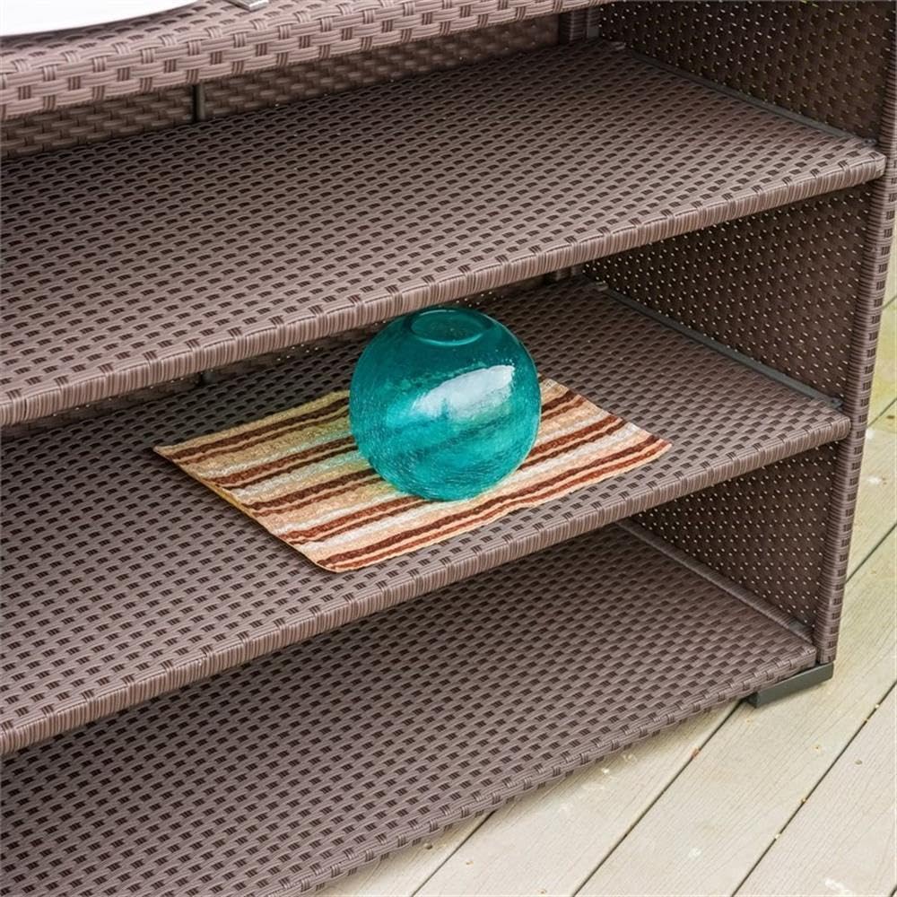 Noble House Milton Outdoor 7-Piece Brown Wicker Bar Set