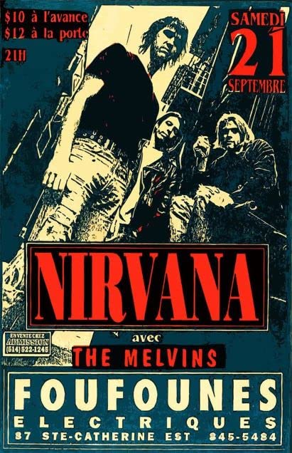 1987 FRANCE CONCERT ART POSTER NIRVANA PROMO 24" X 36" REPRINTED