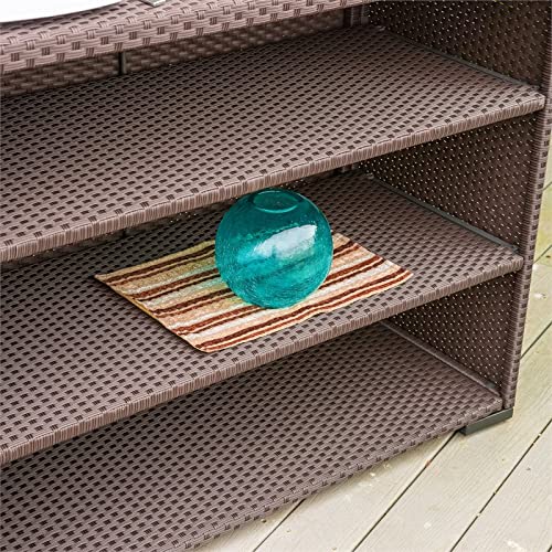 Noble House Milton Outdoor 7-Piece Brown Wicker Bar Set