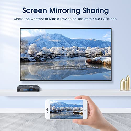 2022 Newest Android TV Box 11.0, Android TV Box 4GB RAM 32GB ROM with RK3318 Quad-Core 64 Bits, Android Box Dual-WiFi 2.4GHz/5GHz BT 4.2 USB 3.0 3D 4K/6K with Wireless Mini Keyboard