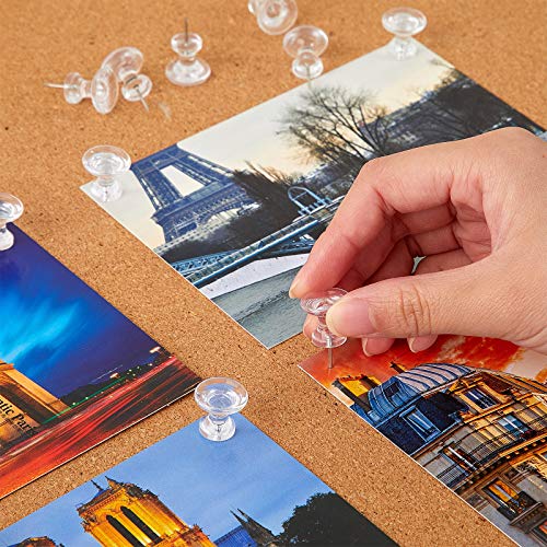 60 Pieces Giant Push Pins Big Thumb Tacks Large Tacks Jumbo Pins Steel Point 1 Inch Plastic Heads Pins Marking Pins for Cork Board (Transparent)