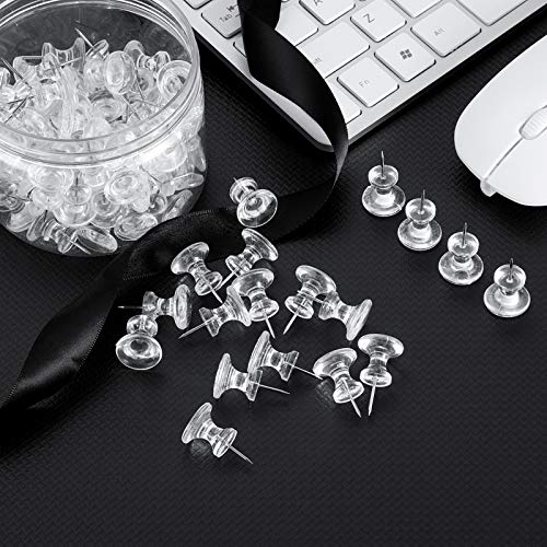 60 Pieces Giant Push Pins Big Thumb Tacks Large Tacks Jumbo Pins Steel Point 1 Inch Plastic Heads Pins Marking Pins for Cork Board (Transparent)