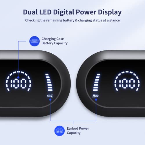 Wireless Earbuds Bluetooth Headphones 50H Playtime Bluetooth 5.3 Digital LED Display Over-Ear Earphones with Earhook Sports Headphones IPX7 Waterproof Headsets with Mic Deep Bass for Running Workout