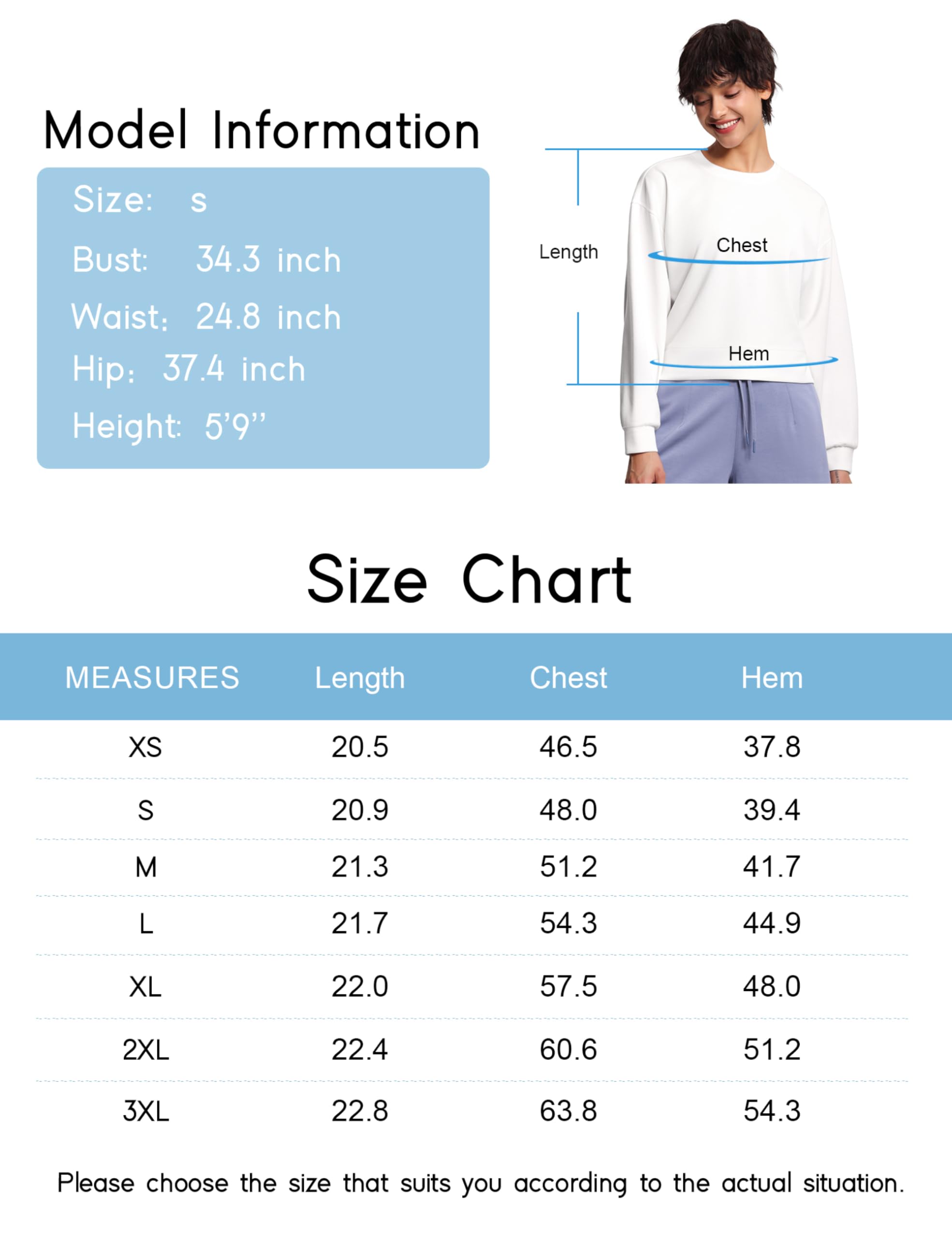 THE GYM PEOPLE Women's Crewneck Cropped Pullover Sweatshirt Cute Basic Long Sleeves Workout Tops White