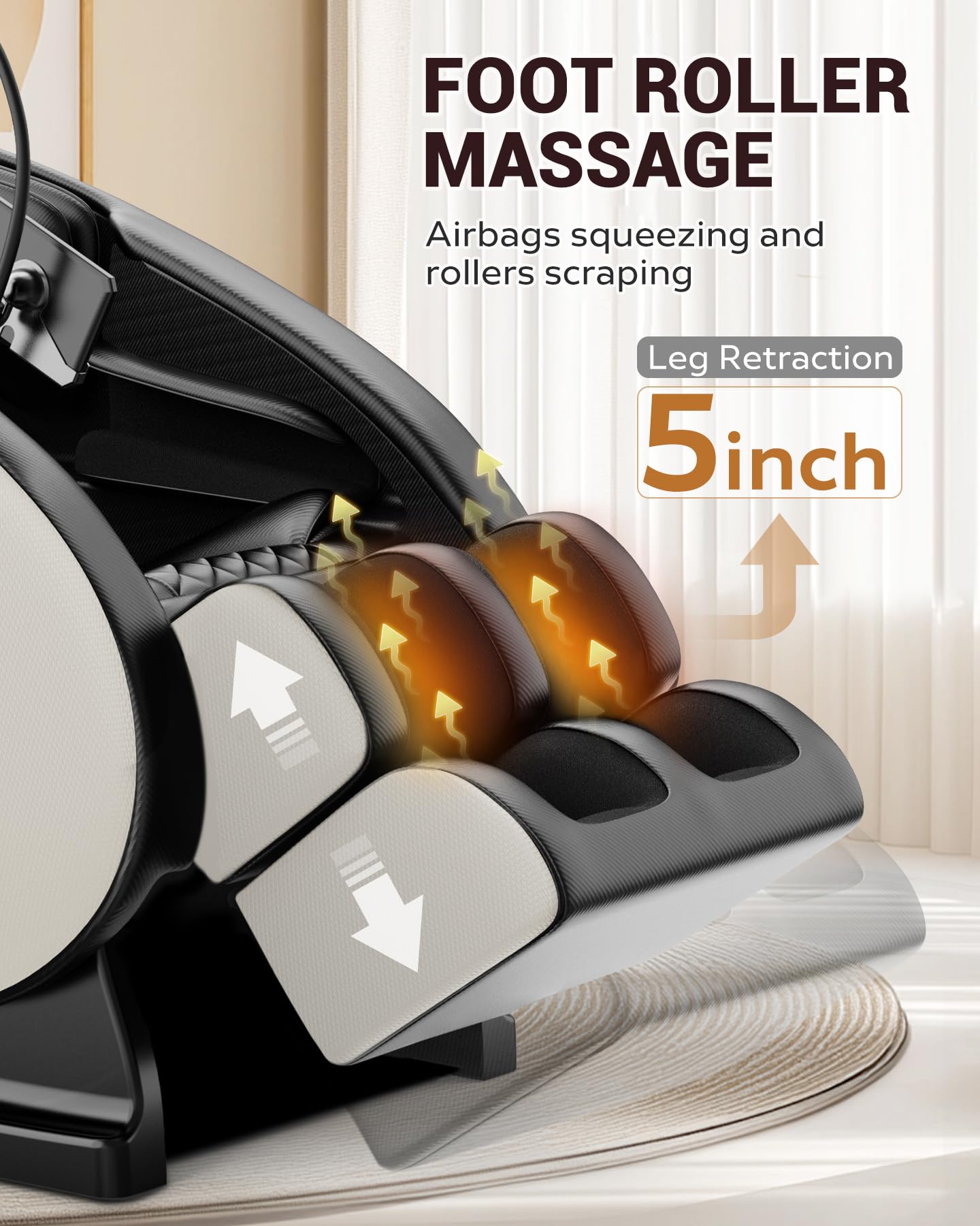 BILITOK Massage Chair Recliner with Zero Gravity, Full Body Massage Chair with Heating, Bluetooth Speaker, Airbags, Foot Roller, Touch Screen, Space-Saving for Office,Faux Leather (White)