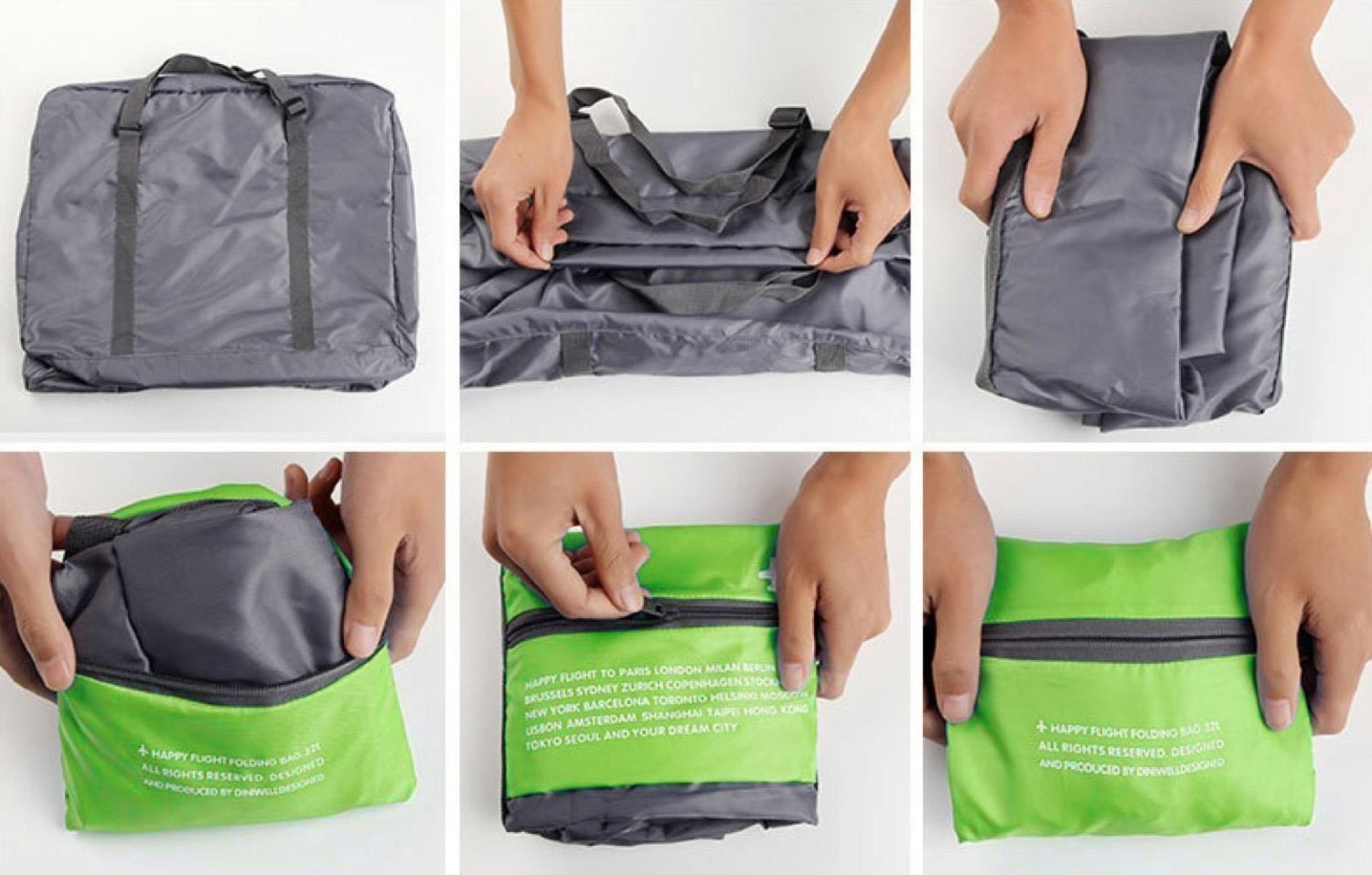 ORICSSON 32L Extra Waterproof Packable Duffel Storage Gym Bag for Carry on Luggage(Green)
