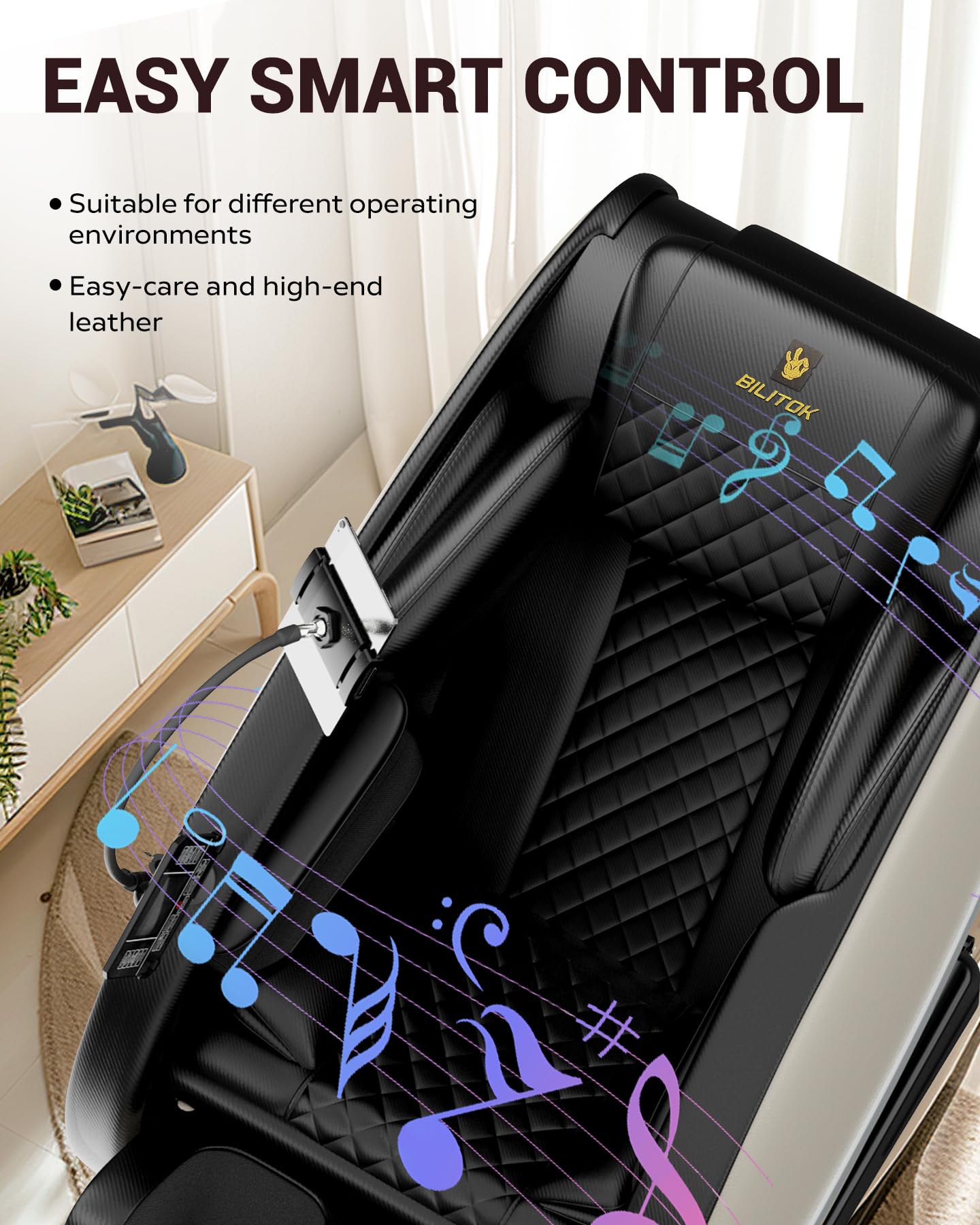 BILITOK Massage Chair Recliner with Zero Gravity, Full Body Massage Chair with Heating, Bluetooth Speaker, Airbags, Foot Roller, Touch Screen, Space-Saving for Office,Faux Leather (White)