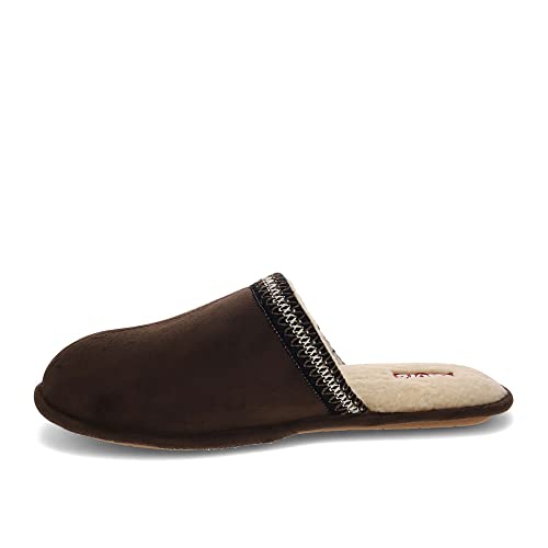 Levi's Mens Milton Nordic Microsuede Scuff House Shoe Slippers, Brown, L