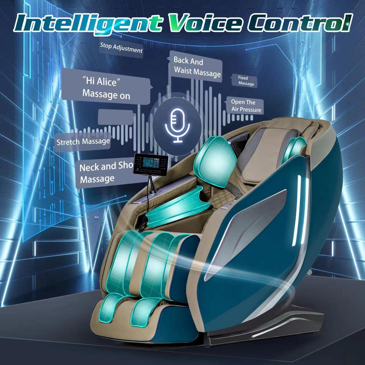 HealthRelife A337 Massage Chair Full Body, Large, Matte Blue