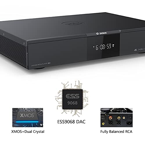 zidoo UHD3000 4K Media Player, Smart HDR Android TV Box | Internal DAC and Xmos | MQA Hardware decoding | Dual HDMI Output Ports | Dual Power Supply | USB DAC in and XLR Output