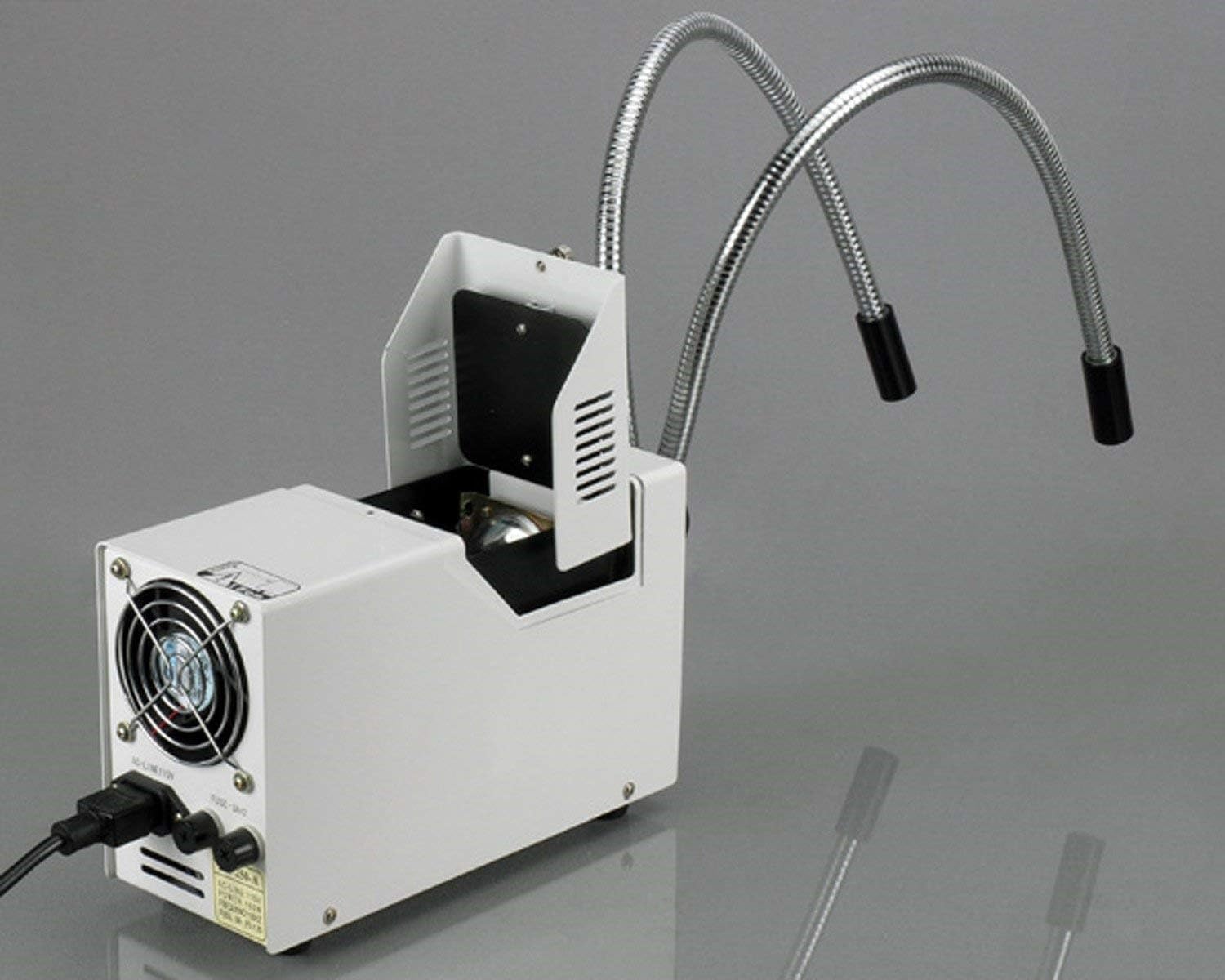 AmScope HL250-AY Dual-Gooseneck Fiber Optic Stereo Microscope Light, 150W Halogen Light Source, 110V-120V