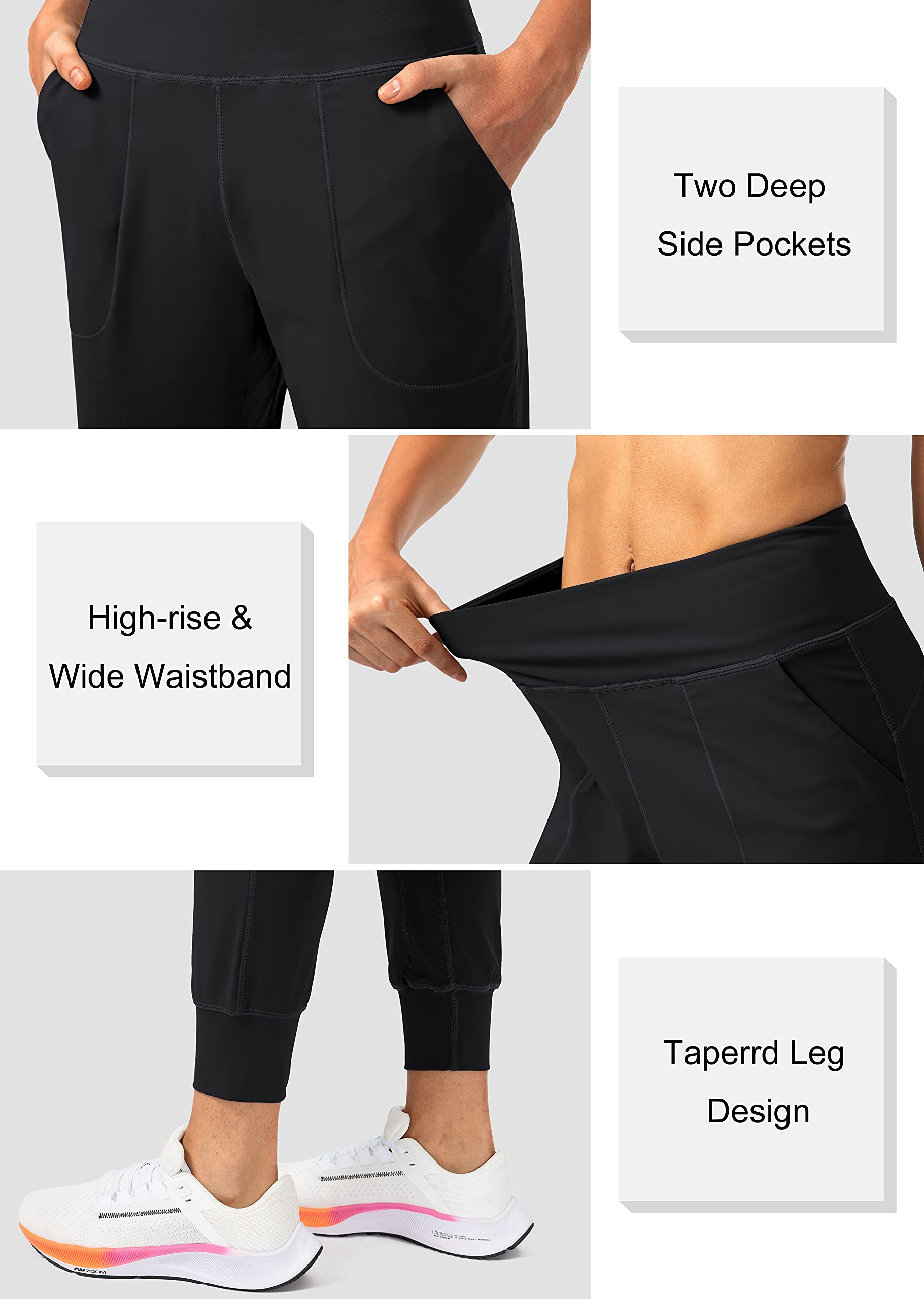 Soothfeel Women's Joggers with Zipper Pockets High Waisted Athletic Workout Yoga Pants Joggers for Women