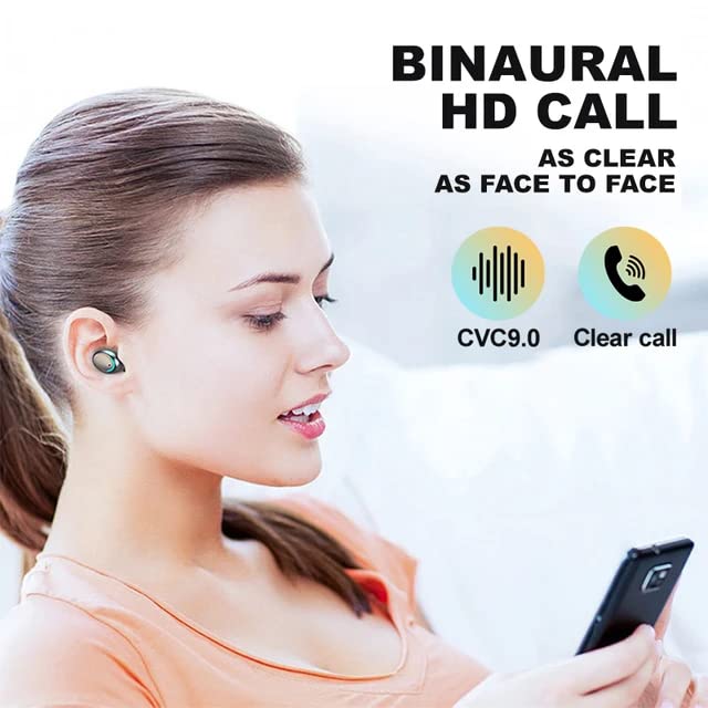Waterproof Headphone, 8 LED Display Gaming Headset,Battery Display Earbuds F9 Bluetooth Earpiece, Touch Control