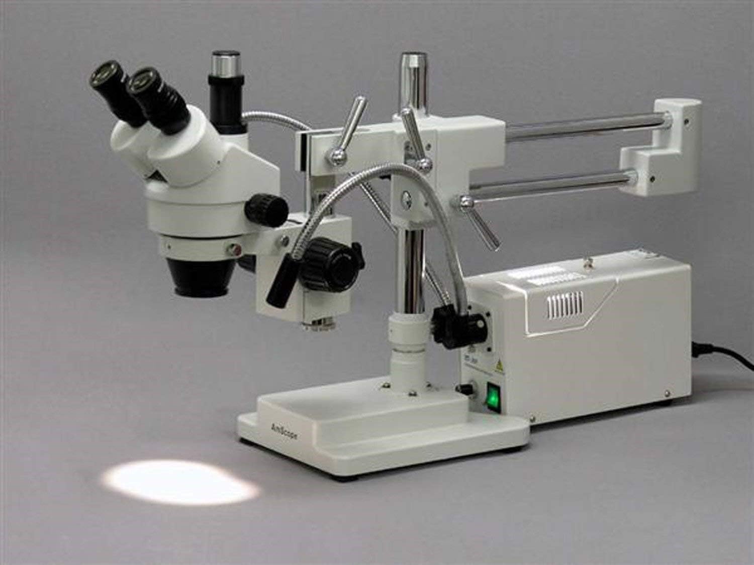 AmScope HL250-AY Dual-Gooseneck Fiber Optic Stereo Microscope Light, 150W Halogen Light Source, 110V-120V
