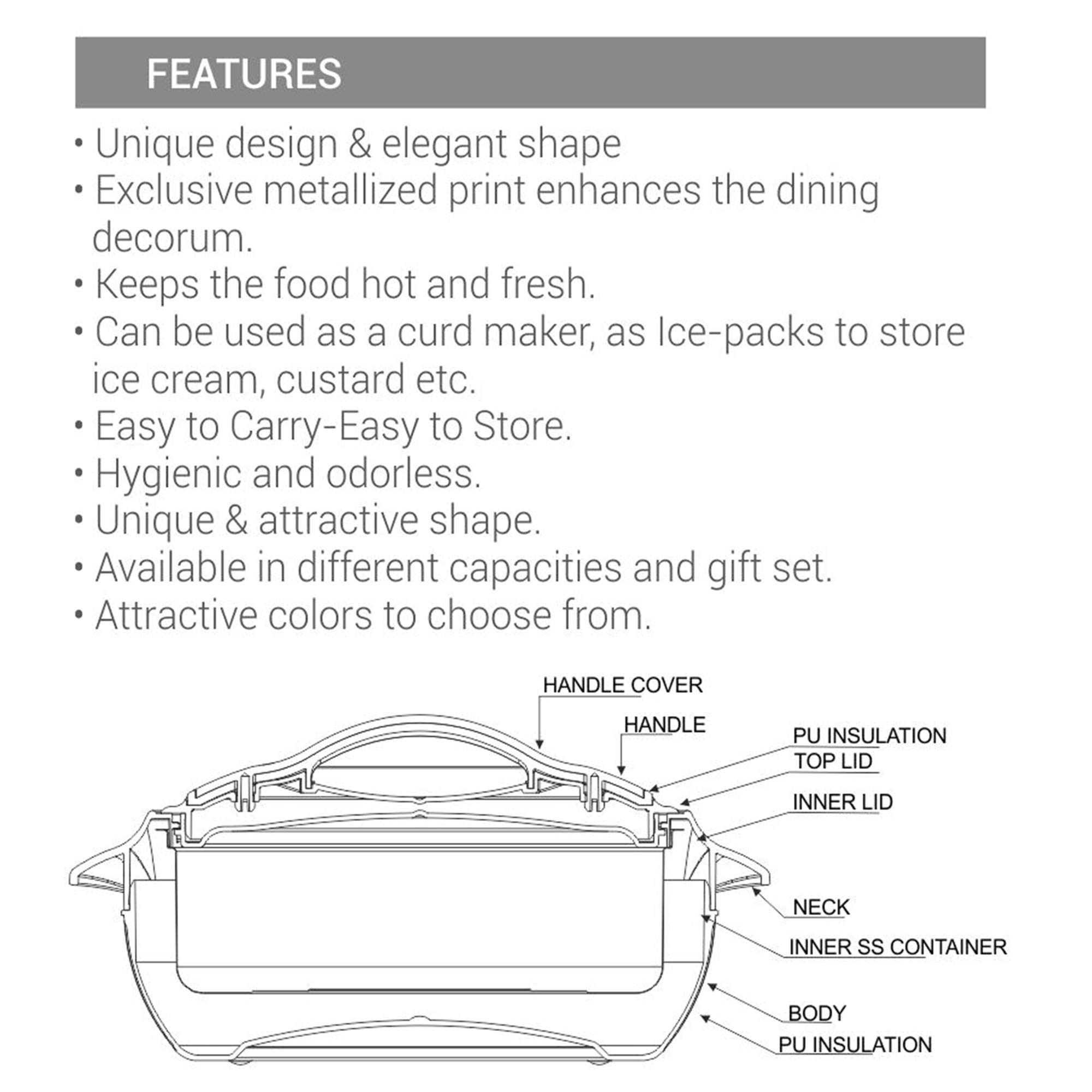 Milton Fiesta Insulated Junior Casserole, Set of 3, Brown Silver