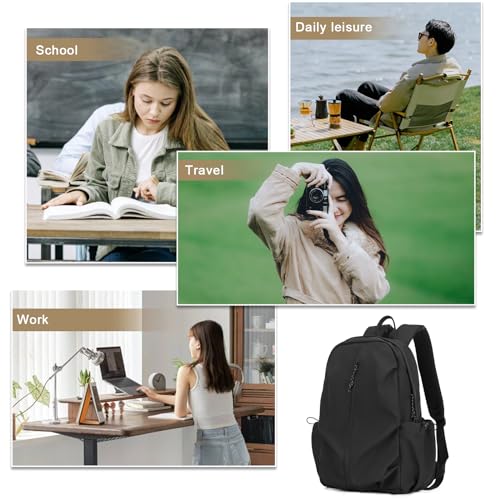 WEPOET Black School Backpack For Teens Boys Girls Cute Bookbag High School Bag Waterproof Casual Daypack College Backpack For Women Men Student Travel Backpack