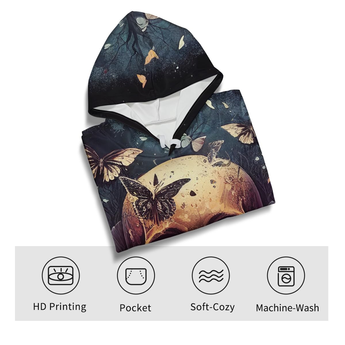 TiwBski Men's Novelty Skull Print Hoodies Sweatshirt Pullover with Pocket,Brown,XL