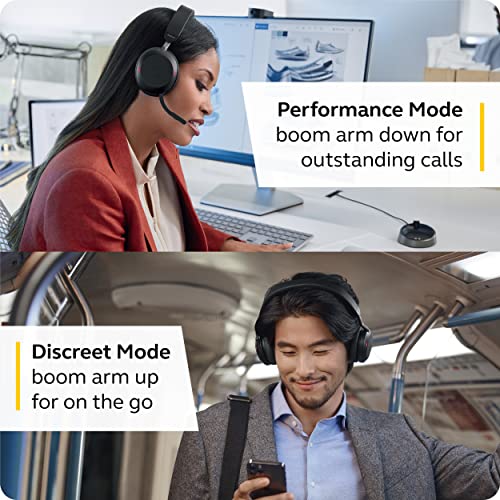 Jabra Evolve2 75 PC Wireless Headset with Advanced Active Noise Cancelling, USB-A Bluetooth Adapter and MS Teams-Compatibility - Black (Renewed)