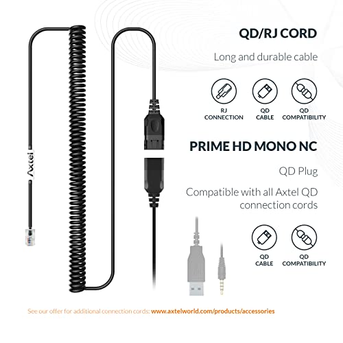 Axtel Bundle Prime Mono with AXC-04 Cable | Noise Cancellation - Compatible with Cisco 6900, 7800, 7900, 8800, 8900, 9900 Series Phones