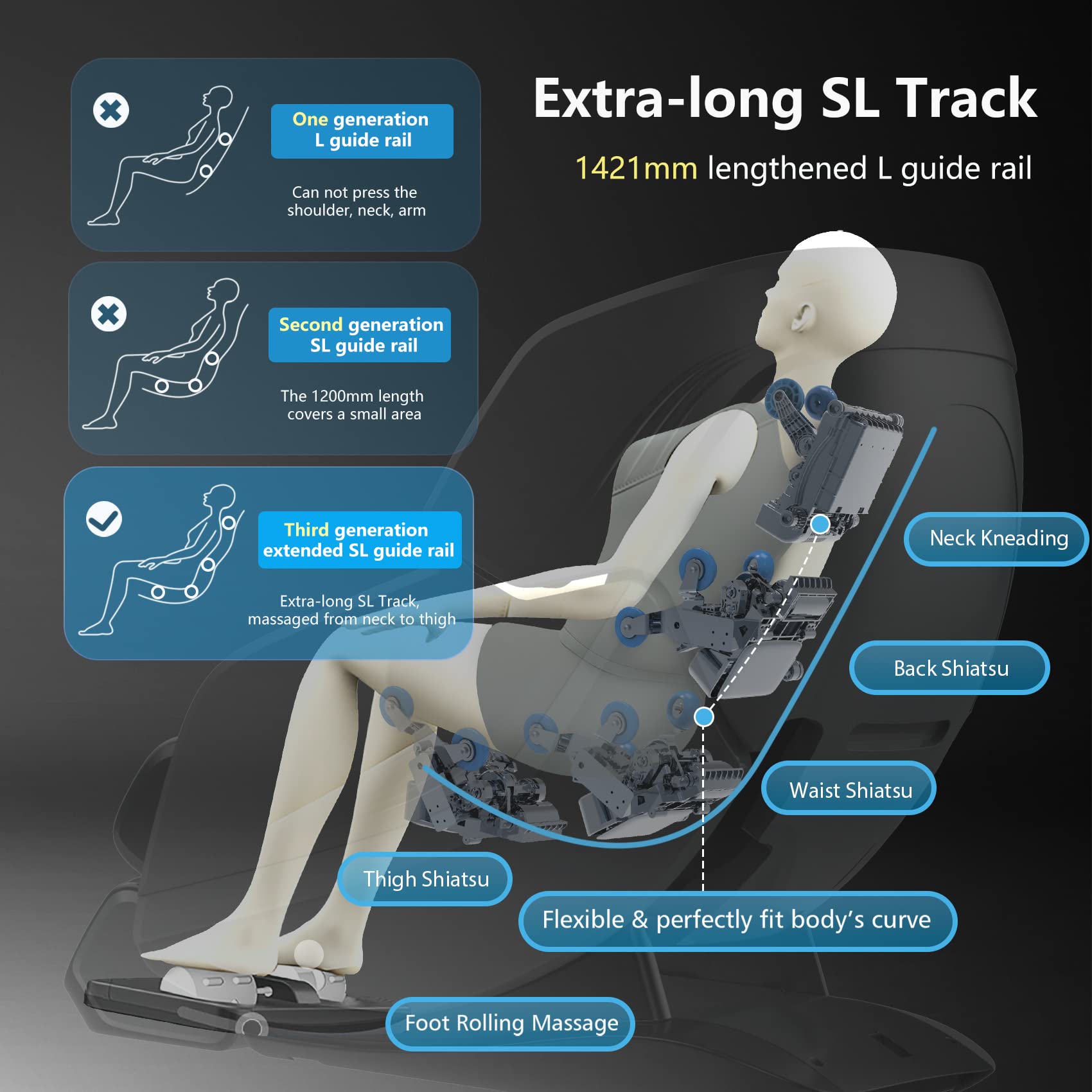 COMFIER Zero Gravity Massage Chair, SL Track Shiatsu Massage Chair Recliner, Auto Body Scan Massage Chair Full Body with Air Compression Foot Massage Yoga Stretch Heating Bluetooth