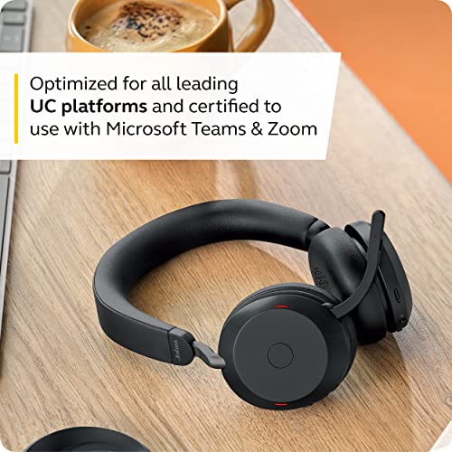 Jabra Evolve2 75 PC Wireless Headset with Advanced Active Noise Cancelling, USB-A Bluetooth Adapter and MS Teams-Compatibility - Black (Renewed)