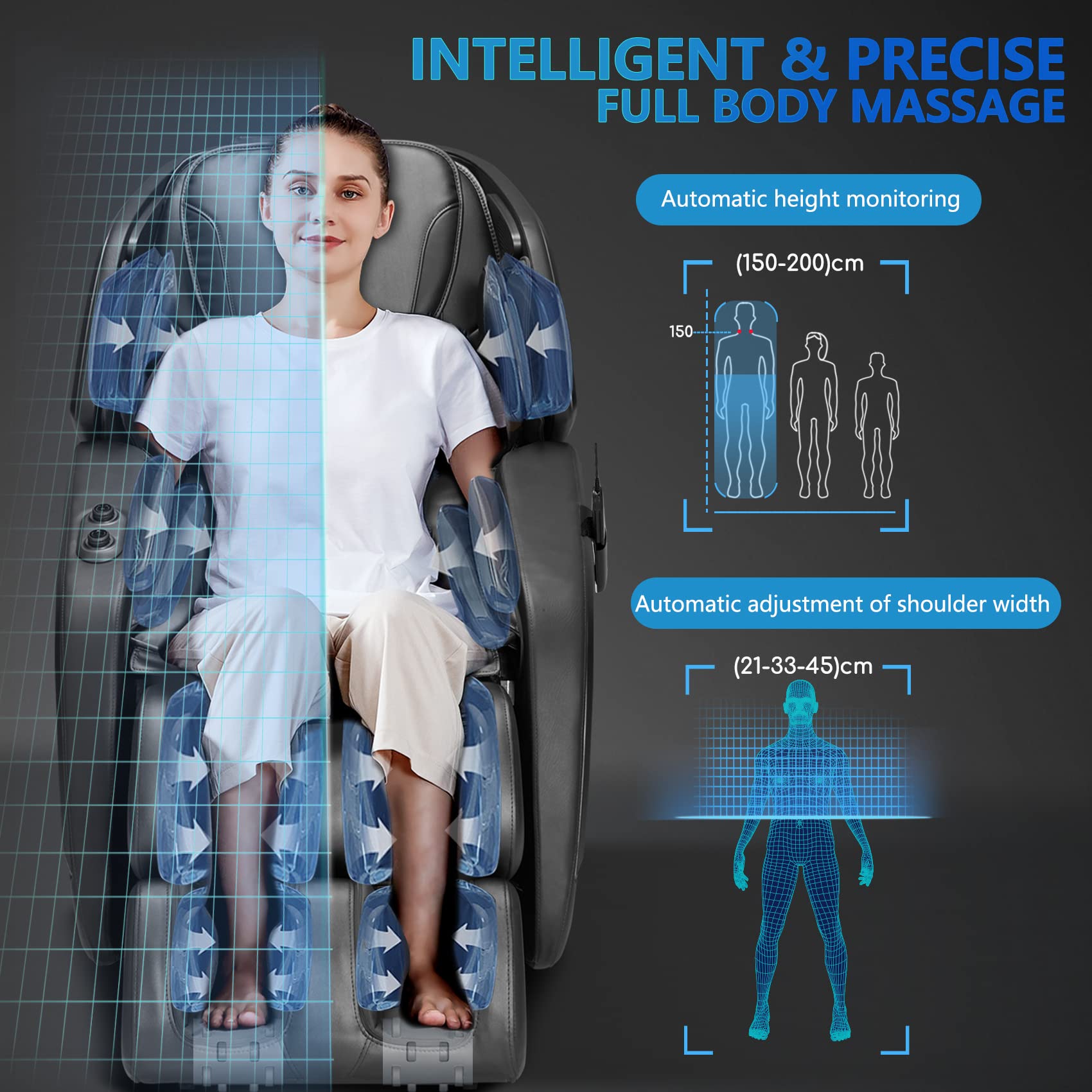 COMFIER Zero Gravity Massage Chair, SL Track Shiatsu Massage Chair Recliner, Auto Body Scan Massage Chair Full Body with Air Compression Foot Massage Yoga Stretch Heating Bluetooth