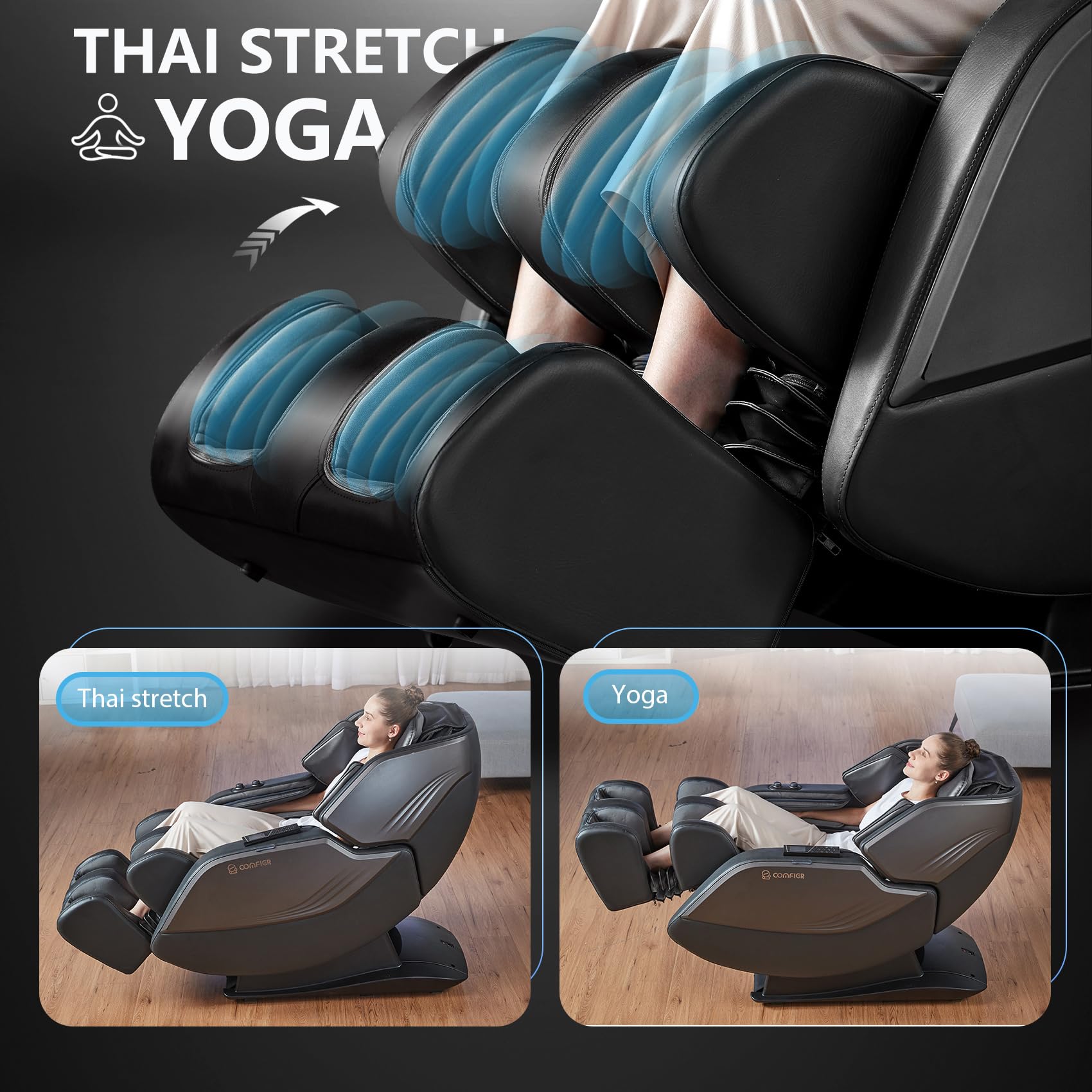 COMFIER Zero Gravity Massage Chair, SL Track Shiatsu Massage Chair Recliner, Auto Body Scan Massage Chair Full Body with Air Compression Foot Massage Yoga Stretch Heating Bluetooth