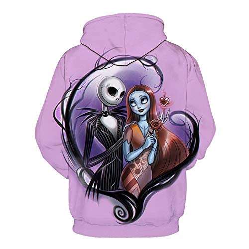 Adult Jack & Sally Skellington Hoodie Animation 3D Paint Pullover Christmas Sweatshirts XL