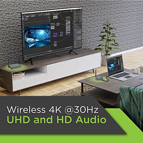 IOGEAR HDMI Wireless Video 4K HD TV Connection Kit - 4K@30Hz - Wireless 2.4/5GHz w/WPA-2 Encryption - Up to 100Ft - Mirror or Extend Mode - Win Mac OS iOS Android Chrome - GWKIT4K