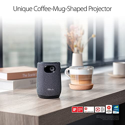 ASUS ZenBeam Latte L1 Portable LED MiniSmart Wi-Fi Projector 300Lumens, Native 720PHD, Harman Kardon 10W Bluetooth Speaker, 3-Hour Video Playback, Wireless Projection, HDMI, Remote Control, AptoideTV