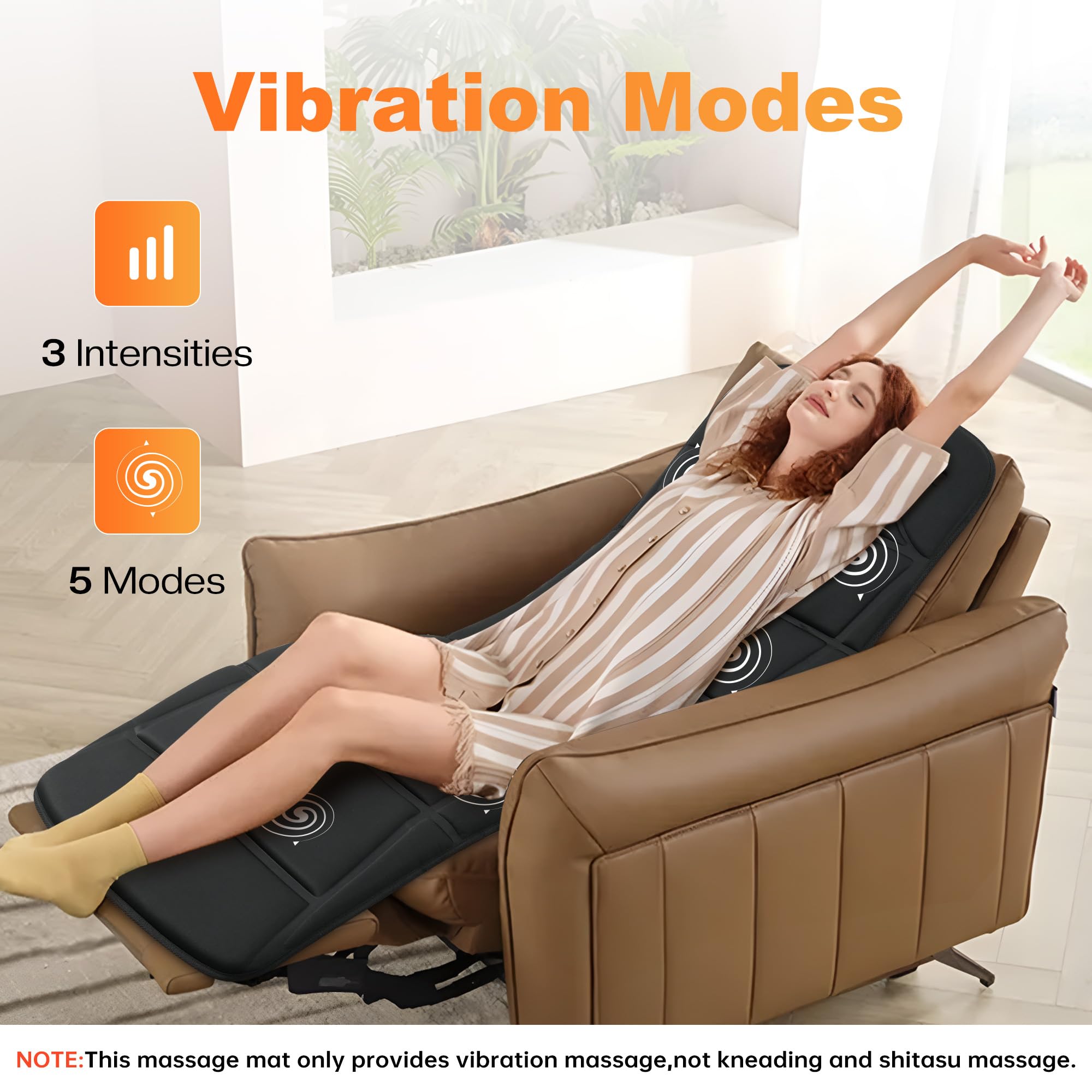 CILI Massage Mat Full Body,Massager Chair Pad,10 Vibration Motors & 5 Massage Modes,Back Massager for Bed,Massage Mattress Pad for Back,Heating Pad with Auto Shut Off, Gifts for Men,Women,Black