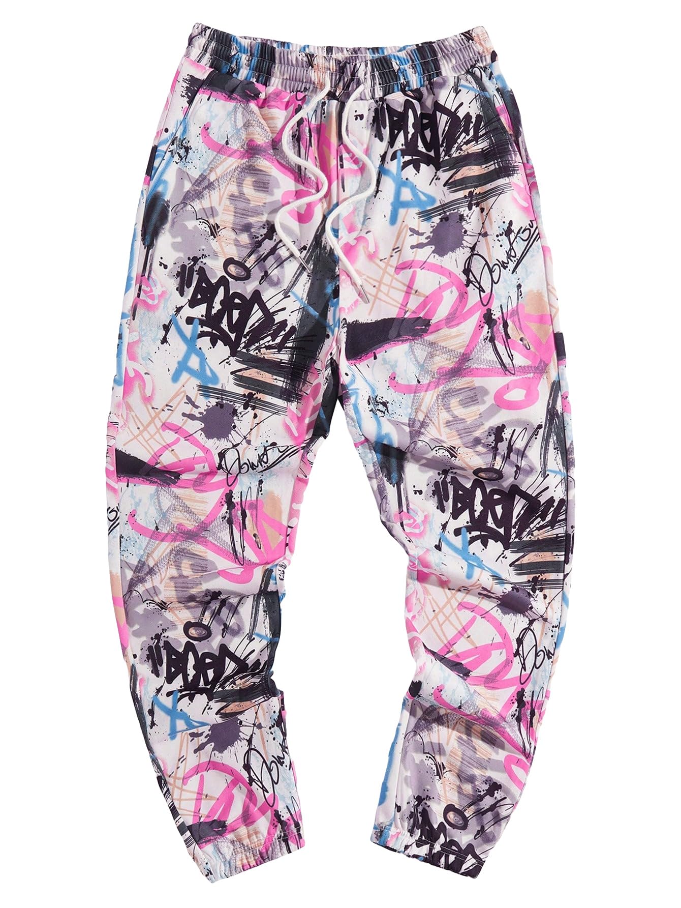 WDIRARA Men's Graphic Print Drawstring Waist Sweatpants Workout Joggers with Pocket Multicolor Camo S