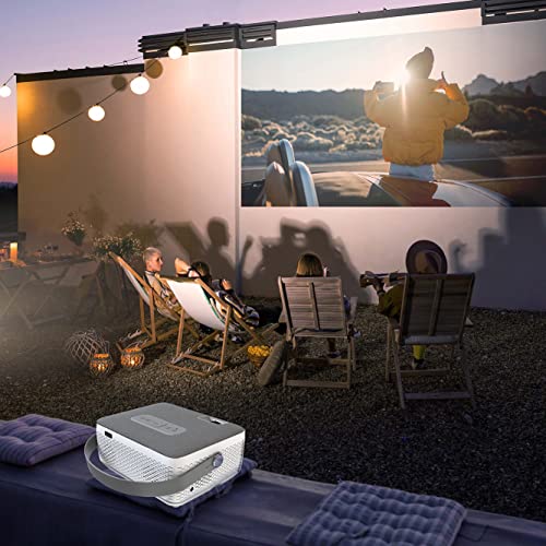 RCA RPJ402 1080P Bluetooth 5.0 Home Theater, Video Projector, LCD Display, HDMI USB AV TF, Indoor & Outdoor Use, Built-in Rechargeable Battery, White