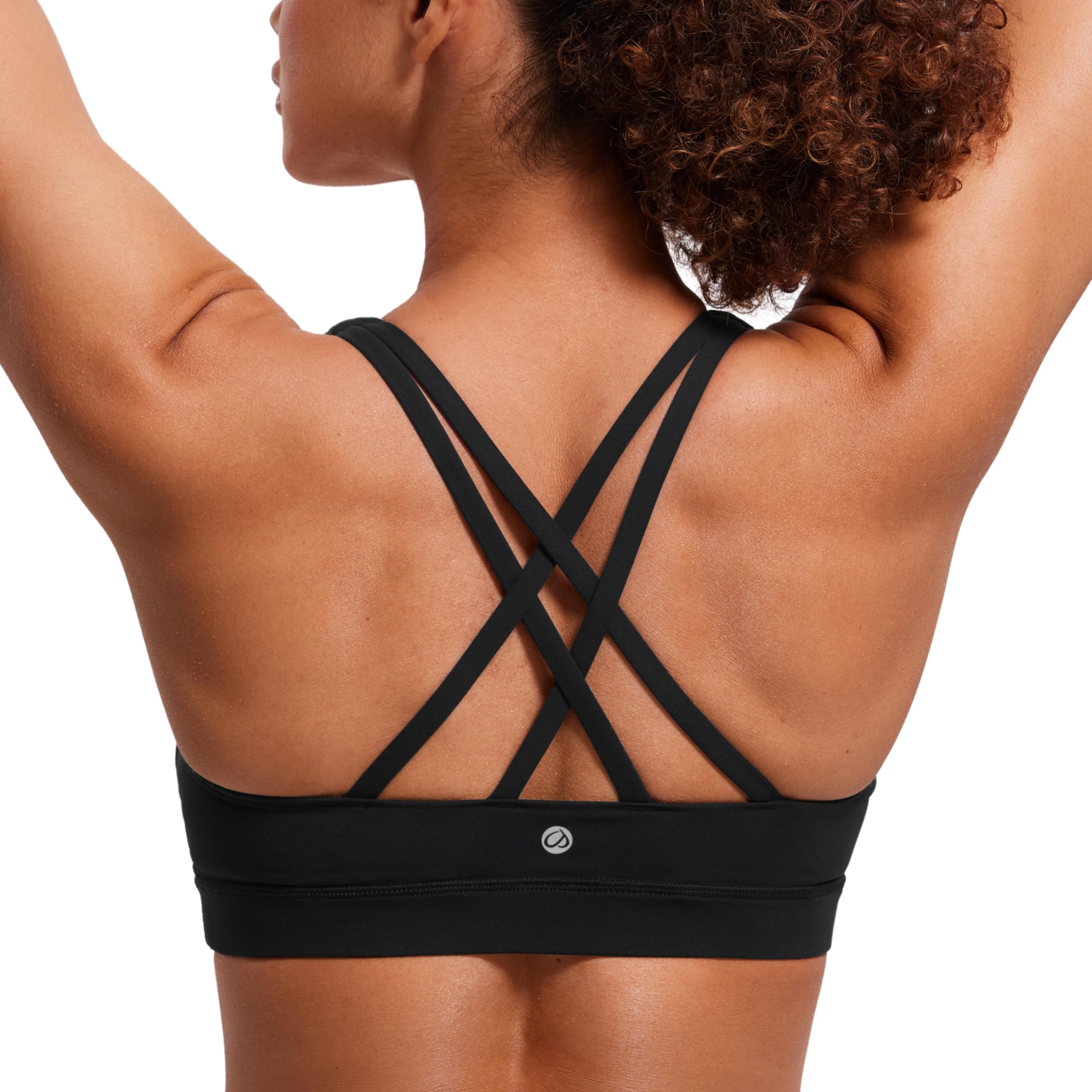 CRZ YOGA Women's Strappy Sports Bras Fitness Workout Padded Yoga Criss Cross Back Cami Black X-Small