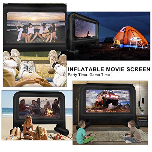 Inflatable Movie Screen Outdoor, OUTTOY Inflatable Projection Screen with Quiet Fan and Storage Bag, Easy Set up, Mega Blow Up Screen for Backyard Movie Night, Theme Parties, Celebrations-16FT