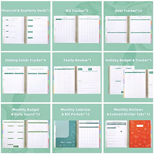 SOLIGT 8.5 x 11 inches Large Budget Planner and Monthly Bill Organizer – Premium Hardcover Budget Book with 12 Pockets – Monthly Budget Planner for Savings, Debt, Expense Tracking – Budget Tracker with Stickers