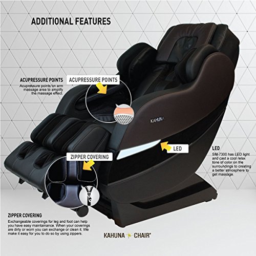 KAHUNA MASSAGE CHAIR SM-7300 Dark Brown/Black for Premium Quality Comfort and Relaxation at Home-Total 9 Auto Programs Including 4 Special Programs with SL-Track Rollers - White Glove Delivery