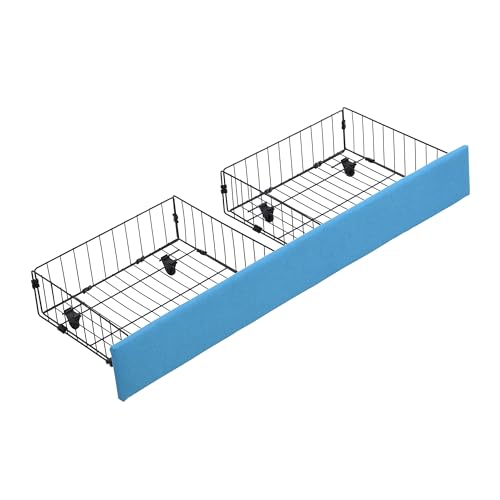 BOVZA Queen Size Lift up Storage Upholstered Platform Bed with 2 Drawers, Modern Wingback Headboard, Hydraulic Storage Bed Frame, Linen Blue