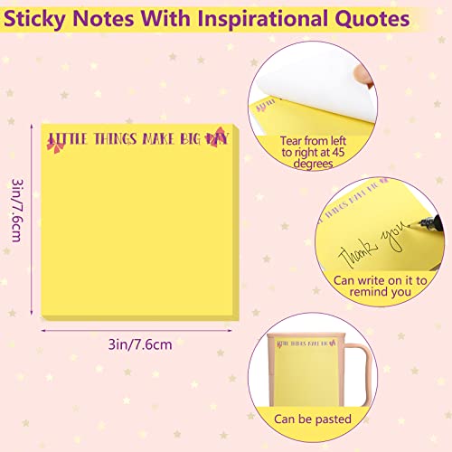 Inspirational Sticky Notes 3 x 3 Inch Motivational Fun Notepads 50 Sheets Each Positive Gifts for Teacher Nurse Coworkers Work Studying Supplies(Simple Style, 12 Pieces)