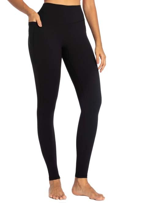 Sunzfly Invisible Butt Scrunch Workout Leggings with Pockets for Women, No Front Seam Gym Yoga Pants with Tummy Control Solid Black
