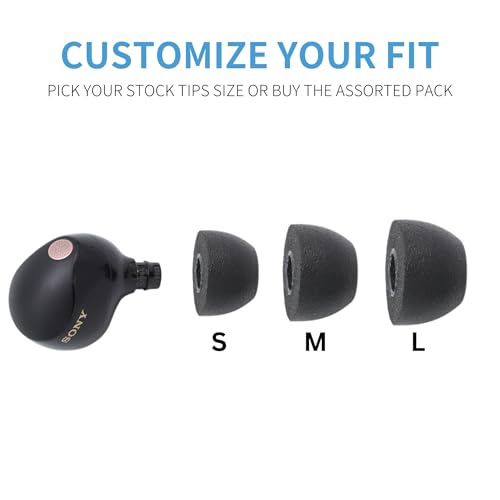 Comply Memory Foam Replacement Earbud Tips for Sony True Wireless Earbuds | Ultimate Comfort, Secure Fit, Superior Noise Isolation | Anti Slip, Prevent from Falling Out | Black, Large (3 Pairs)