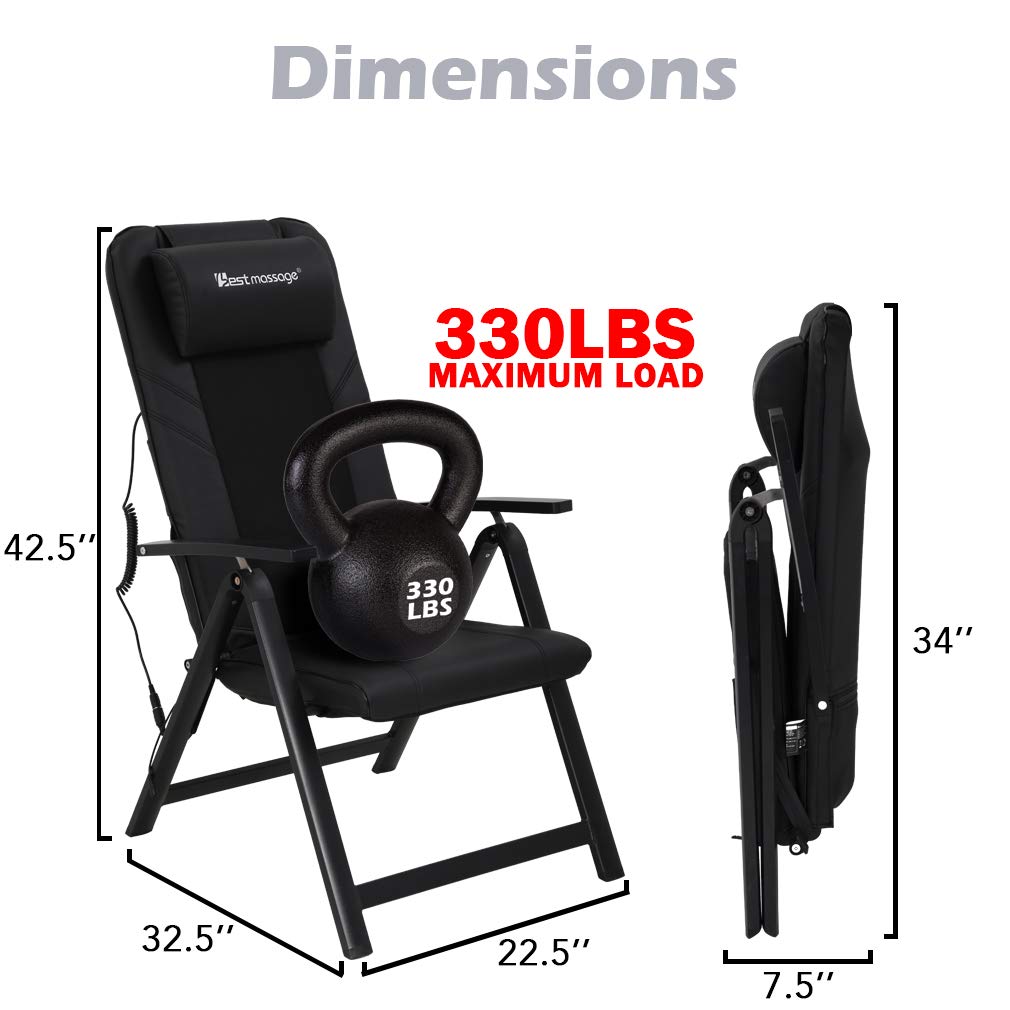 Folding Shiatsu Massage Chair Recliner Chair with Adjustable Backrest and Back Heating Portable Living Room Chair Accent Full Back Electric Full Back Massage Best Gift for Home Office ,Black