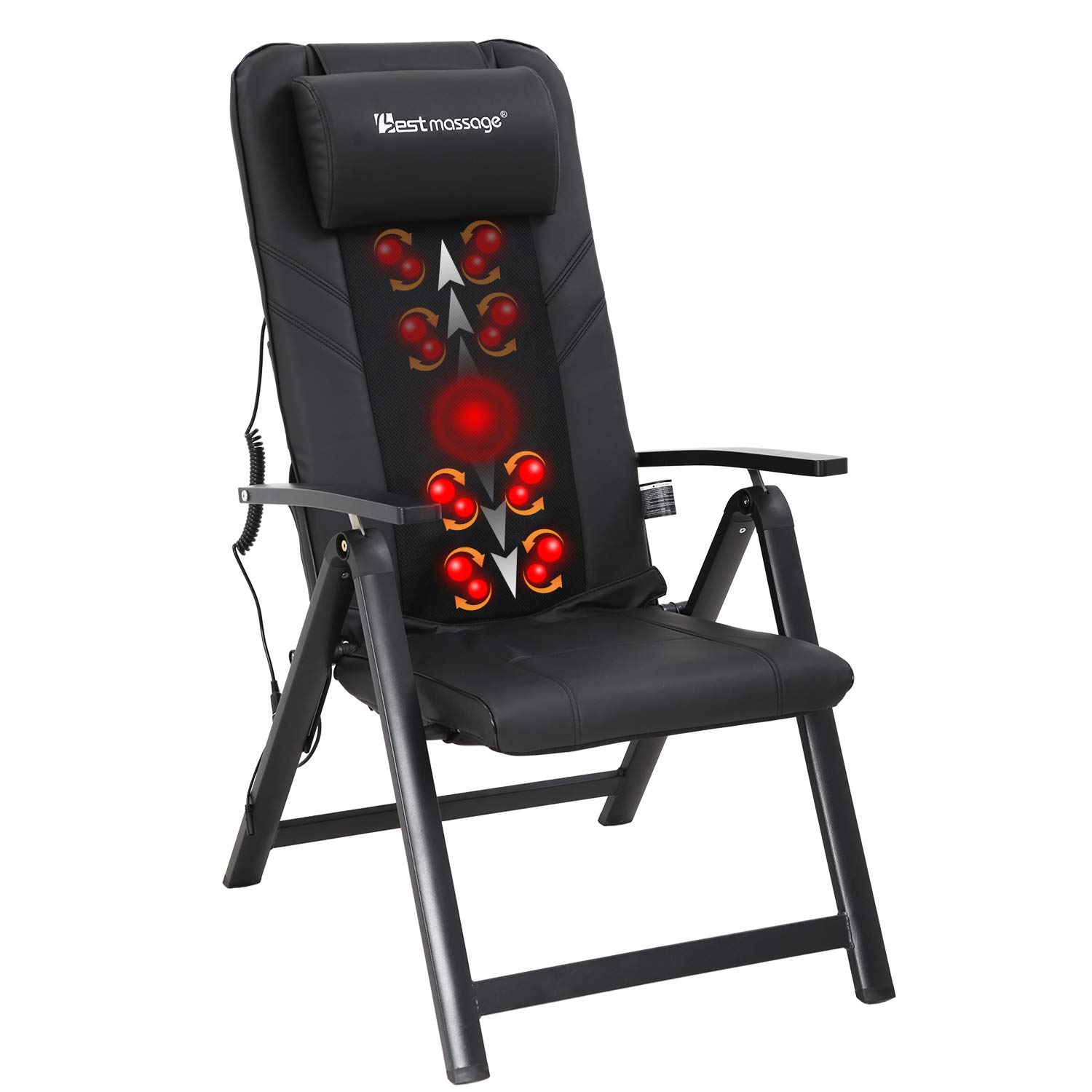 Folding Shiatsu Massage Chair Recliner Chair with Adjustable Backrest and Back Heating Portable Living Room Chair Accent Full Back Electric Full Back Massage Best Gift for Home Office ,Black
