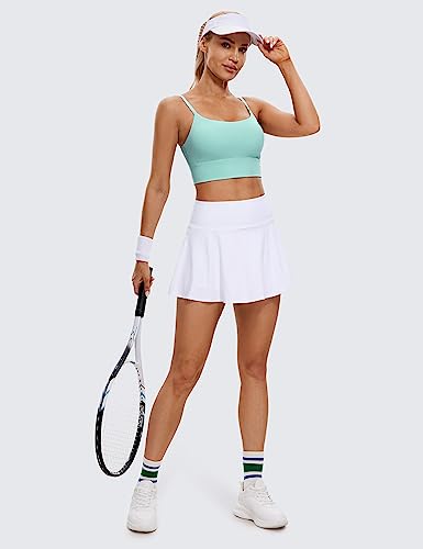 CRZ YOGA Adjustable Longline Sports Bra for Women - V Back Wireless Workout Padded Yoga Camisole Cropped Tank Tops Oasis Medium