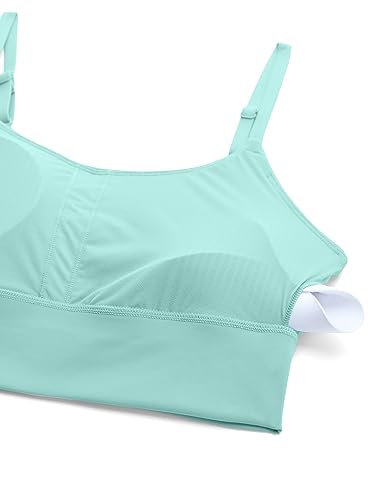 CRZ YOGA Adjustable Longline Sports Bra for Women - V Back Wireless Workout Padded Yoga Camisole Cropped Tank Tops Oasis Medium