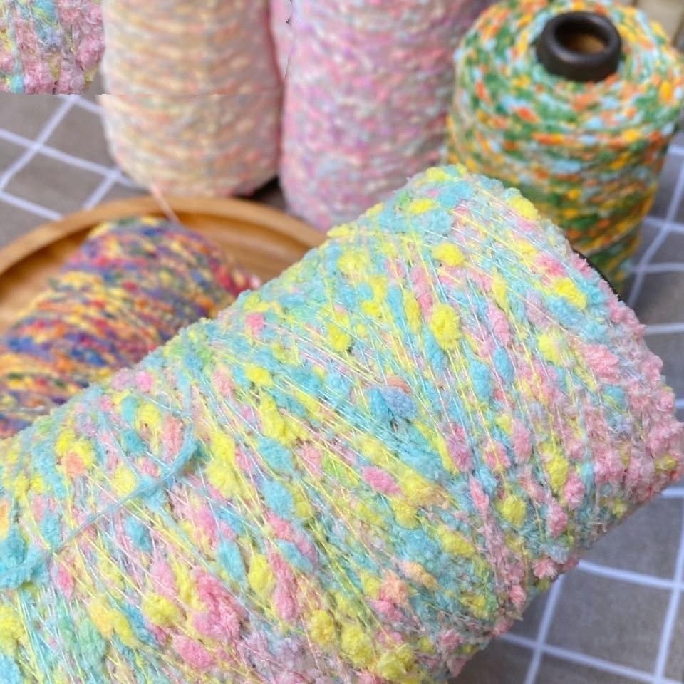 250g Yarn Section Dyed Pea Hair Knitting Thread Mini Ball Chrysanthemum Yarn Scarf Sweater Wiring (Color : Color 2)